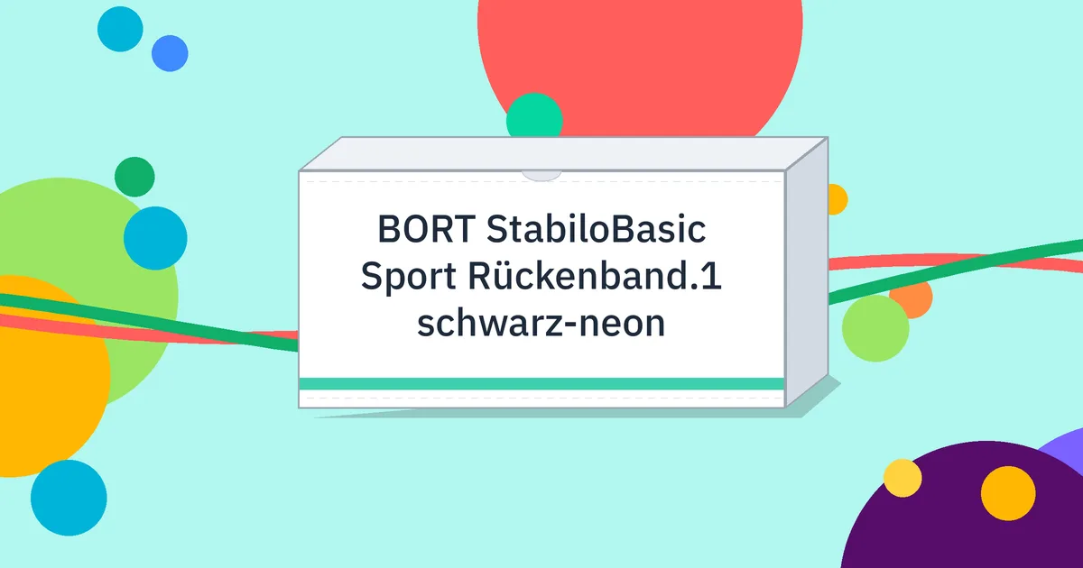 Symbolbild: Packung mit der Aufschrift BORT StabiloBasic Sport Rückenband.1 schwarz-neon (PZN 02743030) – Verfügbarkeit und Bezug in Apotheken in Frankfurt am Main