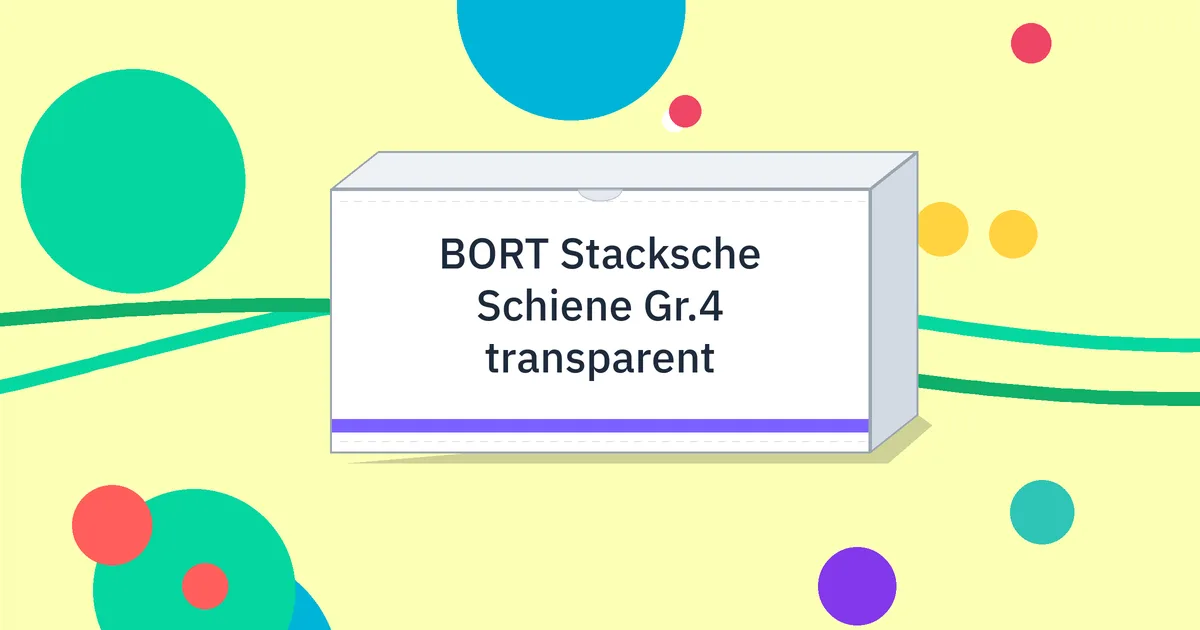Symbolbild: Packung mit der Aufschrift BORT Stacksche Schiene Gr.4 transparent (PZN 02736449) – Verfügbarkeit und Bezug in Apotheken in Frankfurt am Main