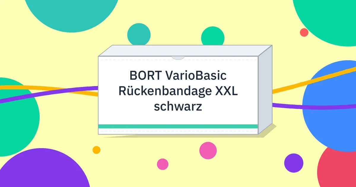 Symbolbild: Packung mit der Aufschrift BORT VarioBasic Rückenbandage XXL schwarz (PZN 19110760) – Verfügbarkeit und Bezug in Apotheken in Frankfurt am Main
