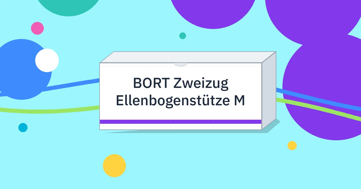Symbolbild: Packung mit der Aufschrift BORT Zweizug Ellenbogenstütze M (PZN 02547636) – Verfügbarkeit und Bezug in Apotheken in Frankfurt am Main