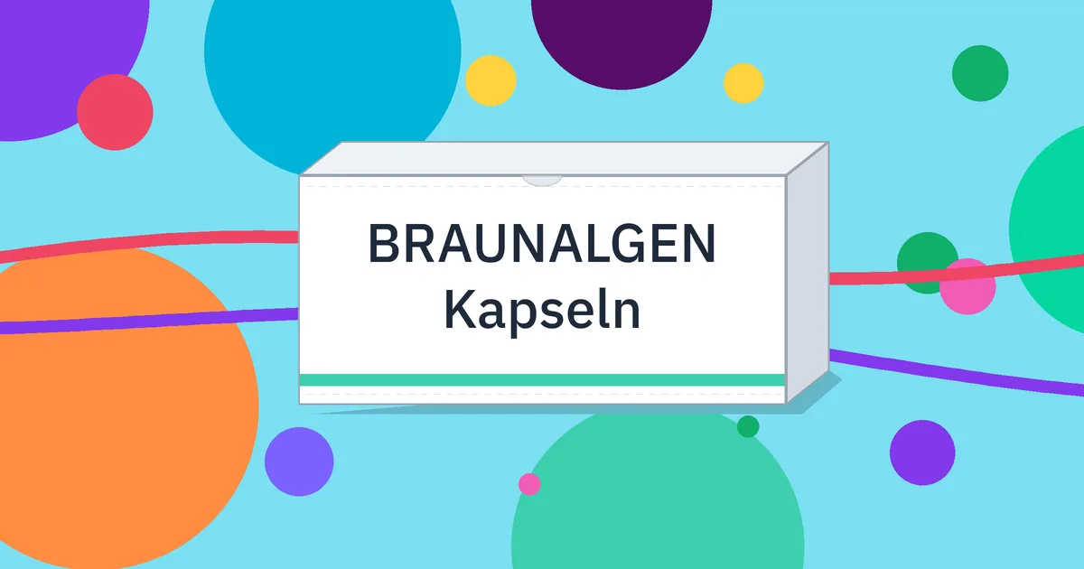Symbolbild: Packung mit der Aufschrift BRAUNALGEN Kapseln (PZN 00069641) – Verfügbarkeit und Bezug in Apotheken in Frankfurt am Main