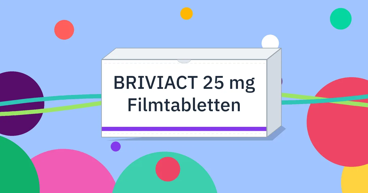 Symbolbild: Packung mit der Aufschrift BRIVIACT 25 mg Filmtabletten (PZN 12482518) – Verfügbarkeit und Bezug in Apotheken in Frankfurt am Main