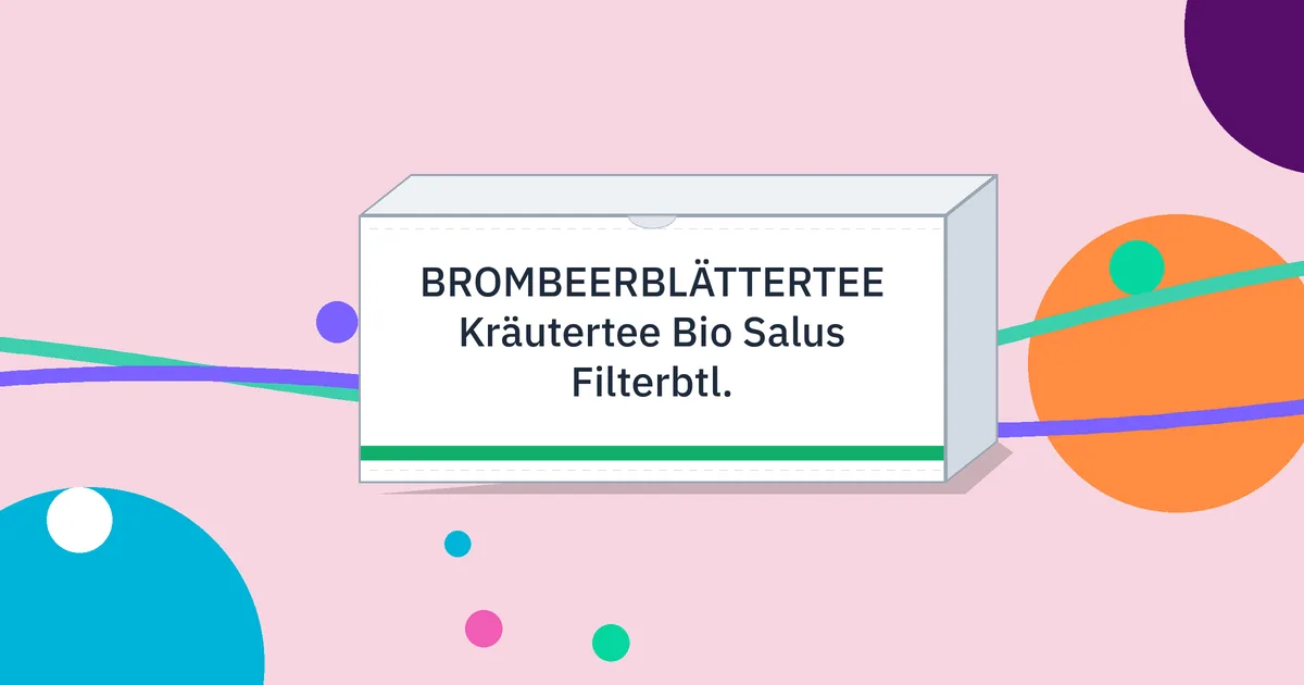 Symbolbild: Packung mit der Aufschrift BROMBEERBLÄTTERTEE Kräutertee Bio Salus Filterbtl. (PZN 06943091) – Verfügbarkeit und Bezug in Apotheken in Frankfurt am Main