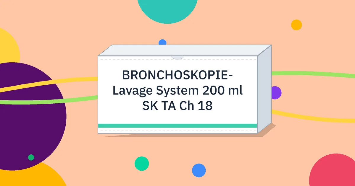 Symbolbild: Packung mit der Aufschrift BRONCHOSKOPIE-Lavage System 200 ml SK TA Ch 18 (PZN 17488773) – Verfügbarkeit und Bezug in Apotheken in Frankfurt am Main