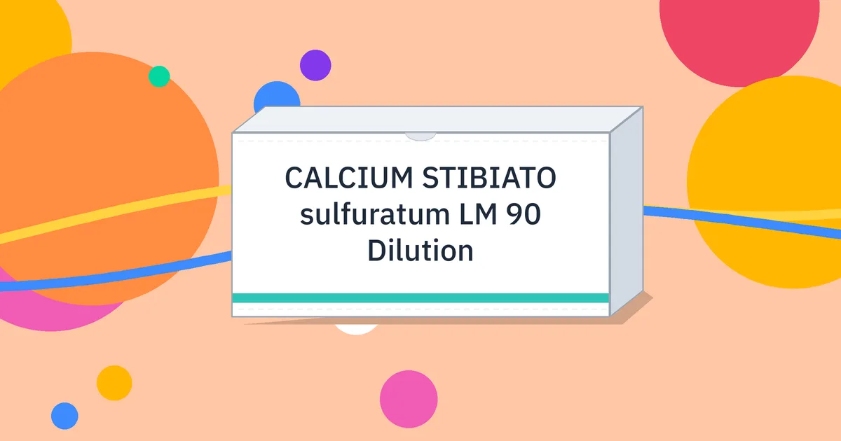 Symbolbild: Packung mit der Aufschrift CALCIUM STIBIATO sulfuratum LM 90 Dilution (PZN 12806814) – Verfügbarkeit und Bezug in Apotheken in Frankfurt am Main