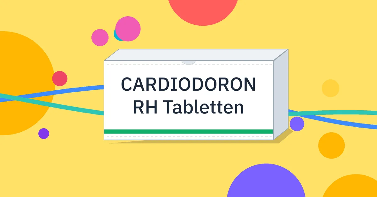 Symbolbild: Packung mit der Aufschrift CARDIODORON RH Tabletten (PZN 01894784) – Verfügbarkeit und Bezug in Apotheken in Frankfurt am Main
