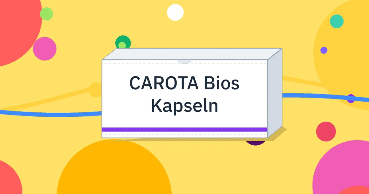 Symbolbild: Packung mit der Aufschrift CAROTA Bios Kapseln (PZN 09324709) – Verfügbarkeit und Bezug in Apotheken in Frankfurt am Main