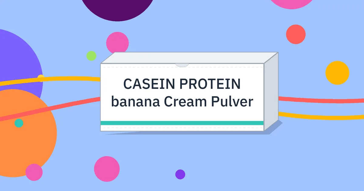 Symbolbild: Packung mit der Aufschrift CASEIN PROTEIN banana Cream Pulver (PZN 04123030) – Verfügbarkeit und Bezug in Apotheken in Frankfurt am Main