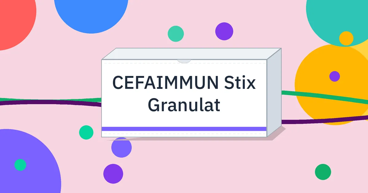 Symbolbild: Packung mit der Aufschrift CEFAIMMUN Stix Granulat (PZN 16700892) – Verfügbarkeit und Bezug in Apotheken in Frankfurt am Main