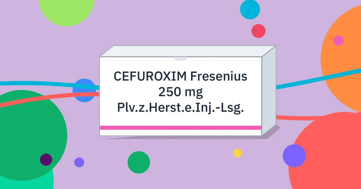 Symbolbild: Packung mit der Aufschrift CEFUROXIM Fresenius 250 mg Plv.z.Herst.e.Inj.-Lsg. (PZN 08420256) – Verfügbarkeit und Bezug in Apotheken in Frankfurt am Main