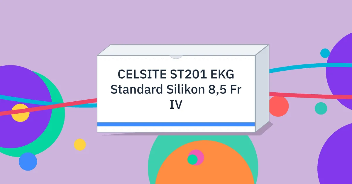 Symbolbild: Packung mit der Aufschrift CELSITE ST201 EKG Standard Silikon 8,5 Fr IV (PZN 01057953) – Verfügbarkeit und Bezug in Apotheken in Frankfurt am Main