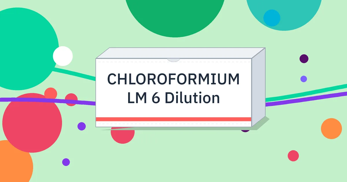 Symbolbild: Packung mit der Aufschrift CHLOROFORMIUM LM 6 Dilution (PZN 13444477) – Verfügbarkeit und Bezug in Apotheken in Frankfurt am Main