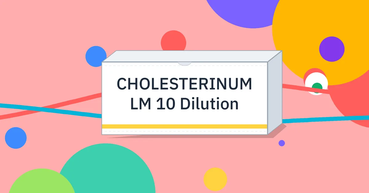 Symbolbild: Packung mit der Aufschrift CHOLESTERINUM LM 10 Dilution (PZN 12817321) – Verfügbarkeit und Bezug in Apotheken in Frankfurt am Main