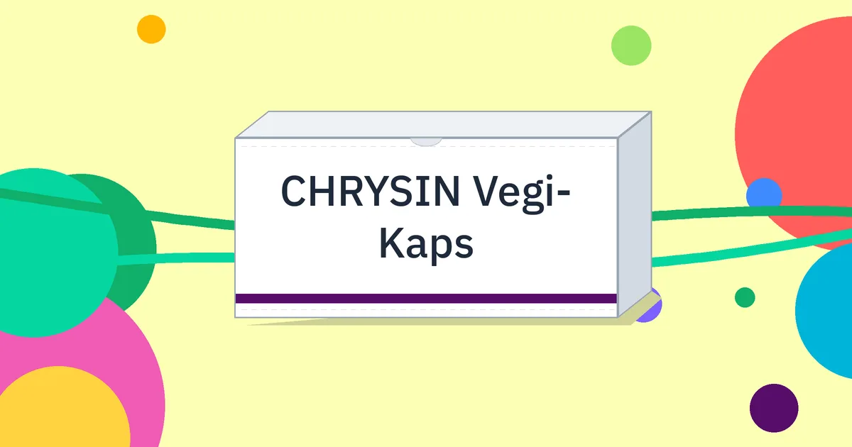 Symbolbild: Packung mit der Aufschrift CHRYSIN Vegi-Kaps (PZN 04959900) – Verfügbarkeit und Bezug in Apotheken in Frankfurt am Main