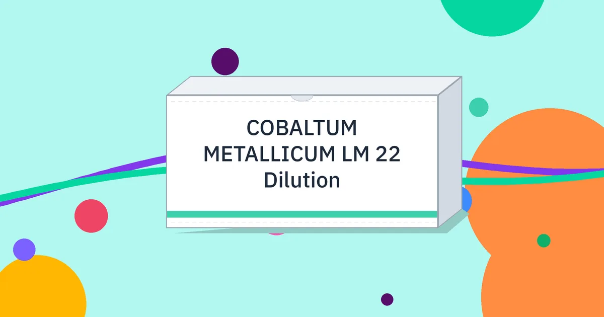Symbolbild: Packung mit der Aufschrift COBALTUM METALLICUM LM 22 Dilution (PZN 12823244) – Verfügbarkeit und Bezug in Apotheken in Frankfurt am Main