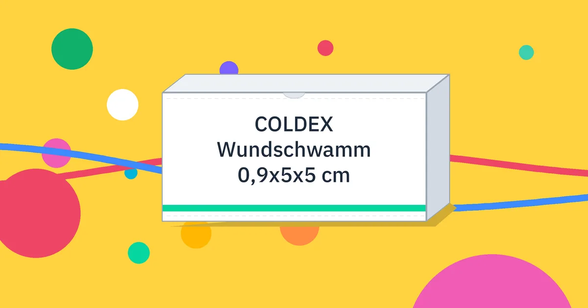 Symbolbild: Packung mit der Aufschrift COLDEX Wundschwamm 0,9x5x5 cm (PZN 01256291) – Verfügbarkeit und Bezug in Apotheken in Frankfurt am Main
