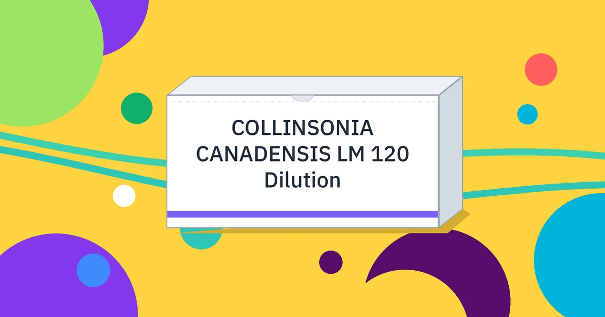Symbolbild: Packung mit der Aufschrift COLLINSONIA CANADENSIS LM 120 Dilution (PZN 13448162) – Verfügbarkeit und Bezug in Apotheken in Frankfurt am Main