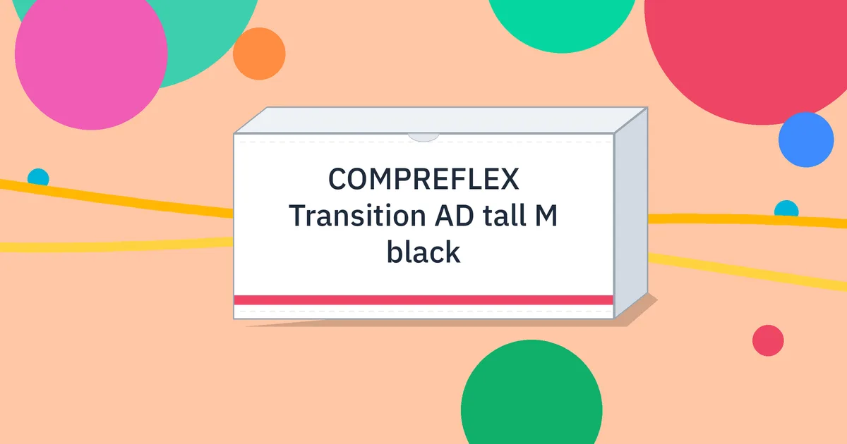 Symbolbild: Packung mit der Aufschrift COMPREFLEX Transition AD tall M black (PZN 19534253) – Verfügbarkeit und Bezug in Apotheken in Frankfurt am Main
