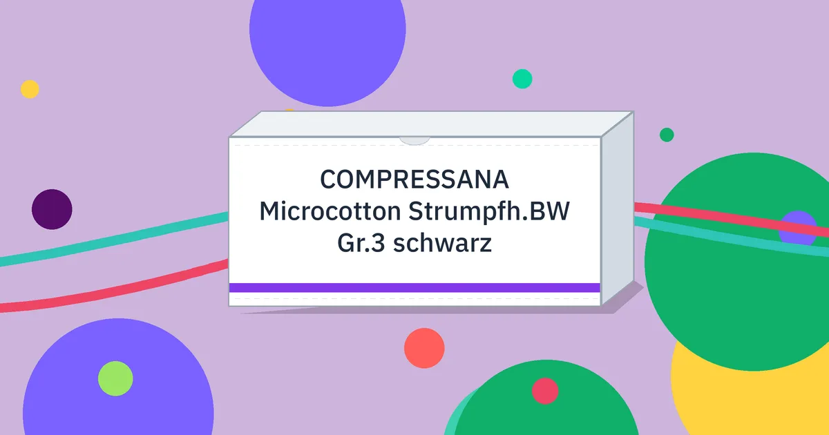 Symbolbild: Packung mit der Aufschrift COMPRESSANA Microcotton Strumpfh.BW Gr.3 schwarz (PZN 09209954) – Verfügbarkeit und Bezug in Apotheken in Frankfurt am Main