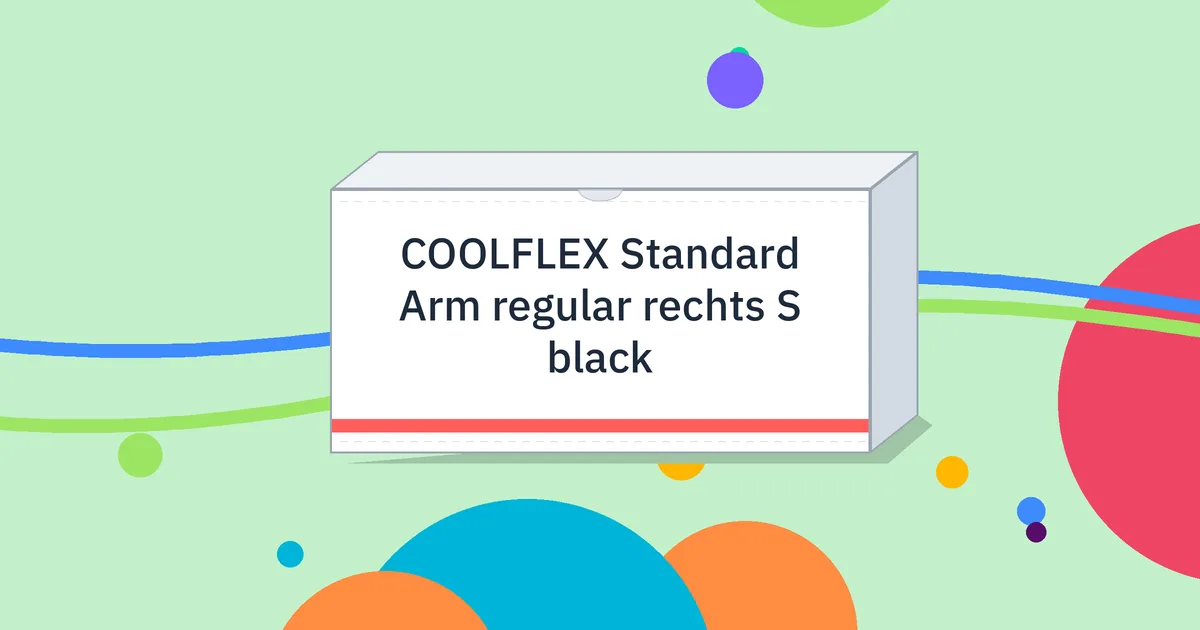 Symbolbild: Packung mit der Aufschrift COOLFLEX Standard Arm regular rechts S black (PZN 20382498) – Verfügbarkeit und Bezug in Apotheken in Frankfurt am Main