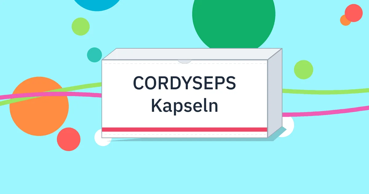 Symbolbild: Packung mit der Aufschrift CORDYSEPS Kapseln (PZN 06863966) – Verfügbarkeit und Bezug in Apotheken in Frankfurt am Main