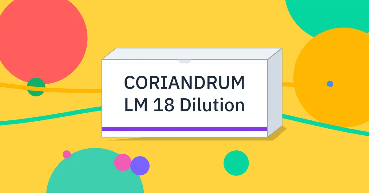 Symbolbild: Packung mit der Aufschrift CORIANDRUM LM 18 Dilution (PZN 12834526) – Verfügbarkeit und Bezug in Apotheken in Frankfurt am Main