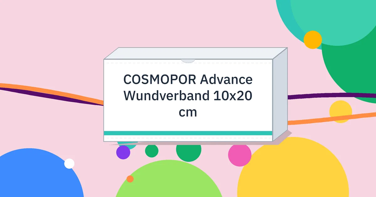 Symbolbild: Packung mit der Aufschrift COSMOPOR Advance Wundverband 10x20 cm (PZN 19699422) – Verfügbarkeit und Bezug in Apotheken in Frankfurt am Main