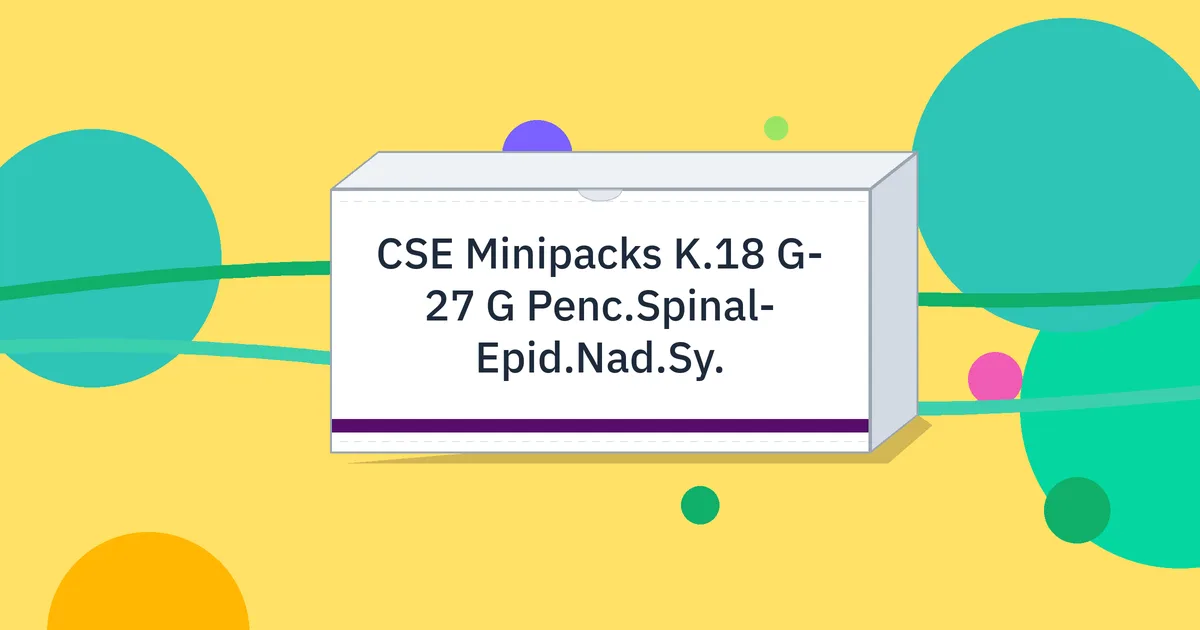 Symbolbild: Packung mit der Aufschrift CSE Minipacks K.18 G-27 G Penc.Spinal-Epid.Nad.Sy. (PZN 02352105) – Verfügbarkeit und Bezug in Apotheken in Frankfurt am Main
