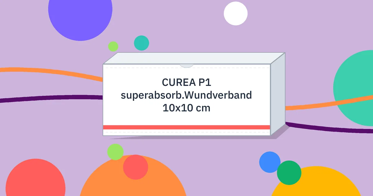 Symbolbild: Packung mit der Aufschrift CUREA P1 superabsorb.Wundverband 10x10 cm (PZN 11114014) – Verfügbarkeit und Bezug in Apotheken in Frankfurt am Main