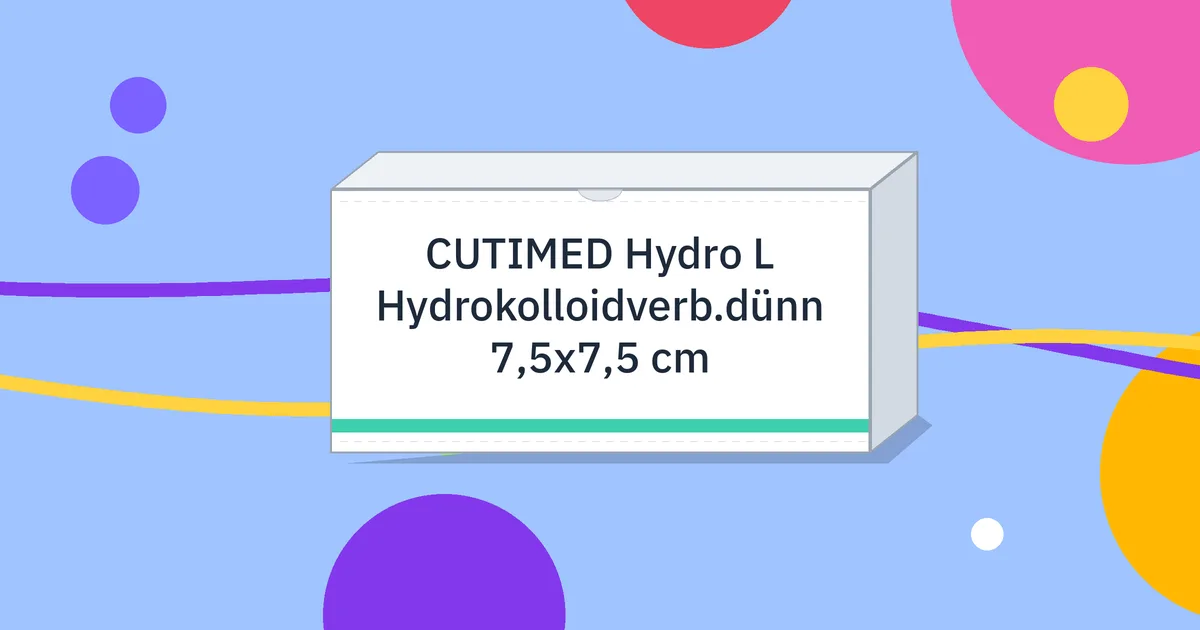 Symbolbild: Packung mit der Aufschrift CUTIMED Hydro L Hydrokolloidverb.dünn 7,5x7,5 cm (PZN 11184167) – Verfügbarkeit und Bezug in Apotheken in Frankfurt am Main