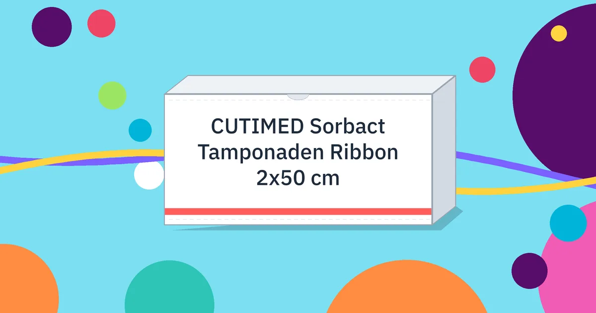 Symbolbild: Packung mit der Aufschrift CUTIMED Sorbact Tamponaden Ribbon 2x50 cm (PZN 20845461) – Verfügbarkeit und Bezug in Apotheken in Frankfurt am Main