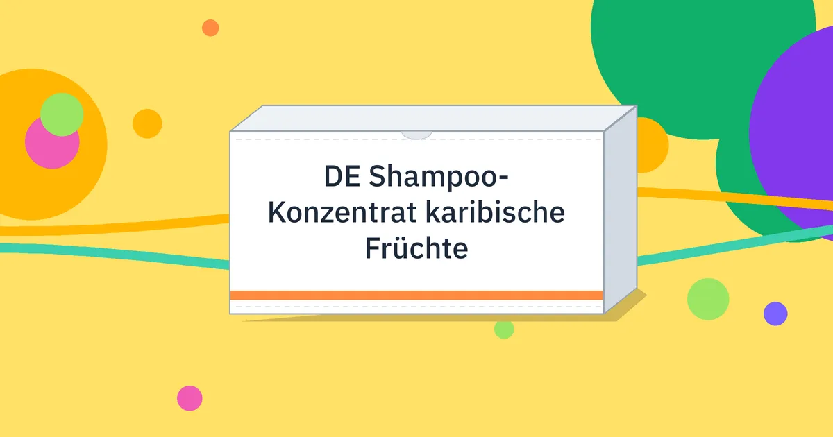 Symbolbild: Packung mit der Aufschrift DE Shampoo-Konzentrat karibische Früchte (PZN 16944714) – Verfügbarkeit und Bezug in Apotheken in Frankfurt am Main