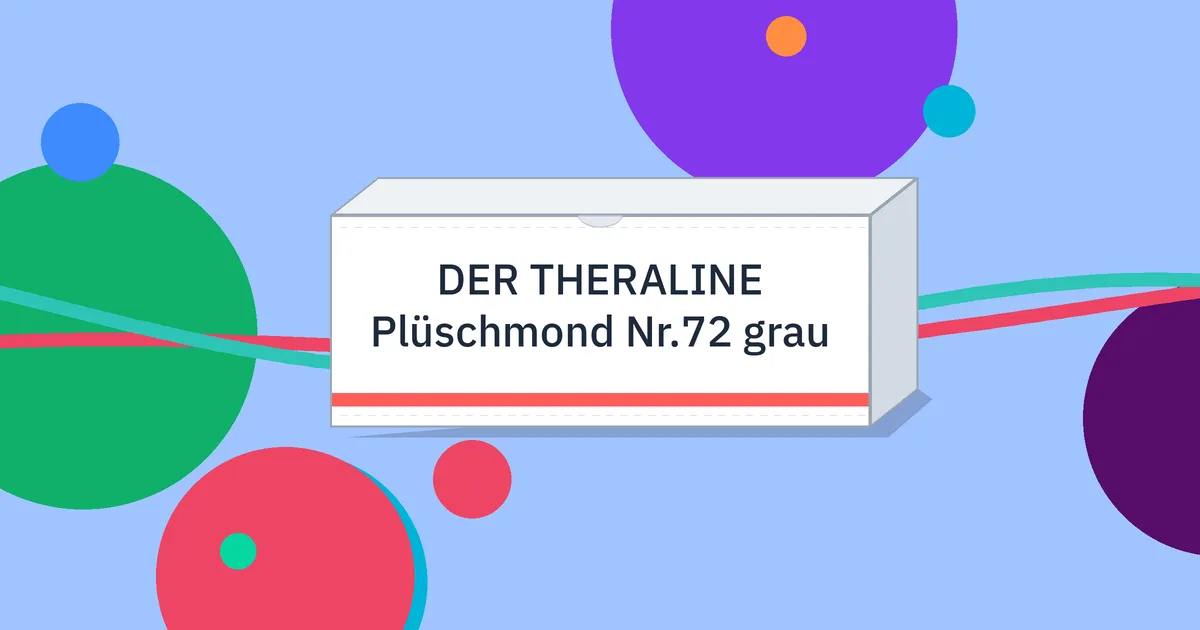 Symbolbild: Packung mit der Aufschrift DER THERALINE Plüschmond Nr.72 grau (PZN 09532106) – Verfügbarkeit und Bezug in Apotheken in Frankfurt am Main