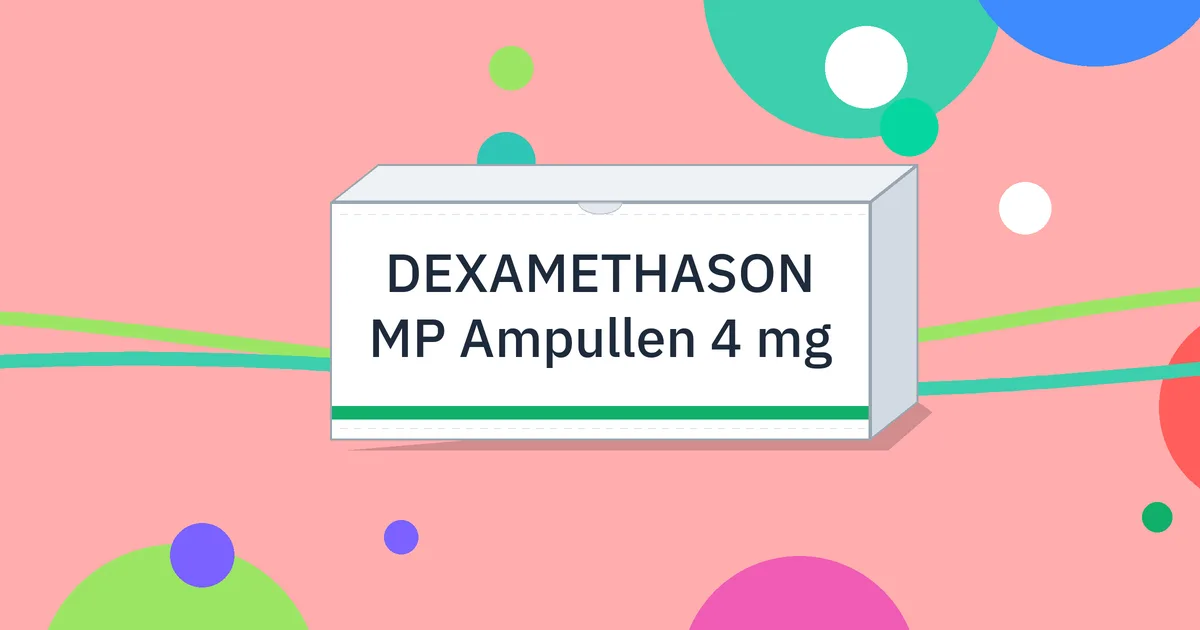 Symbolbild: Packung mit der Aufschrift DEXAMETHASON MP Ampullen 4 mg (PZN 05040694) – Verfügbarkeit und Bezug in Apotheken in Frankfurt am Main