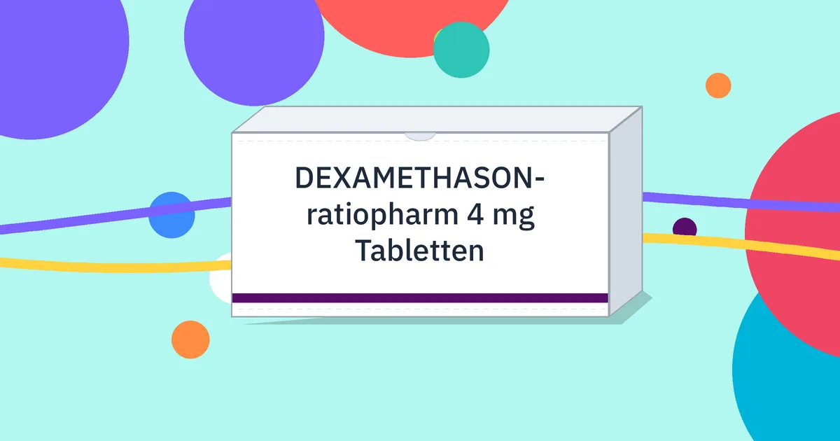 Symbolbild: Packung mit der Aufschrift DEXAMETHASON-ratiopharm 4 mg Tabletten (PZN 02214751) – Verfügbarkeit und Bezug in Apotheken in Frankfurt am Main
