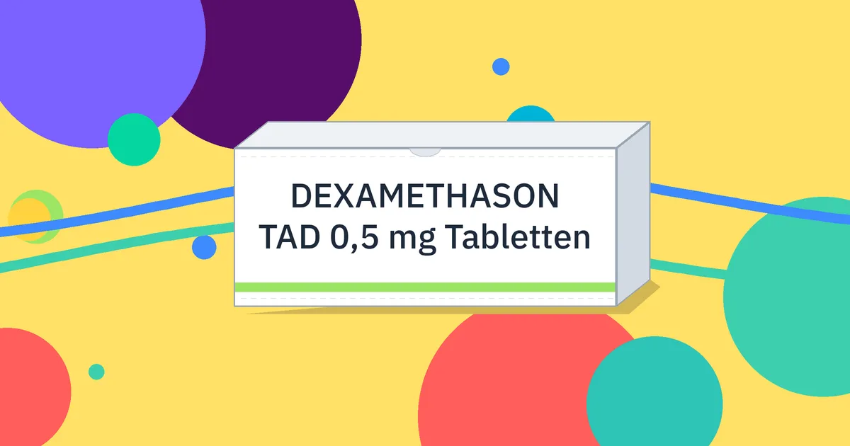 Symbolbild: Packung mit der Aufschrift DEXAMETHASON TAD 0,5 mg Tabletten (PZN 14294206) – Verfügbarkeit und Bezug in Apotheken in Frankfurt am Main