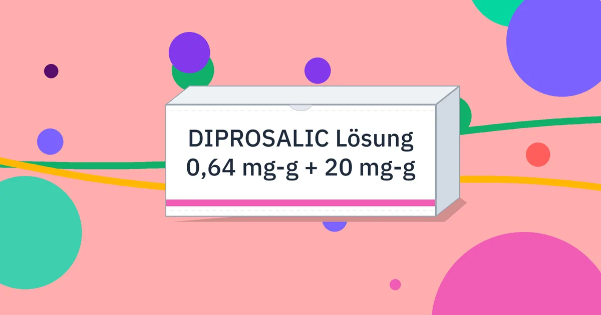 Symbolbild: Packung mit der Aufschrift DIPROSALIC Lösung 0,64 mg-g + 20 mg-g (PZN 02497186) – Verfügbarkeit und Bezug in Apotheken in Frankfurt am Main