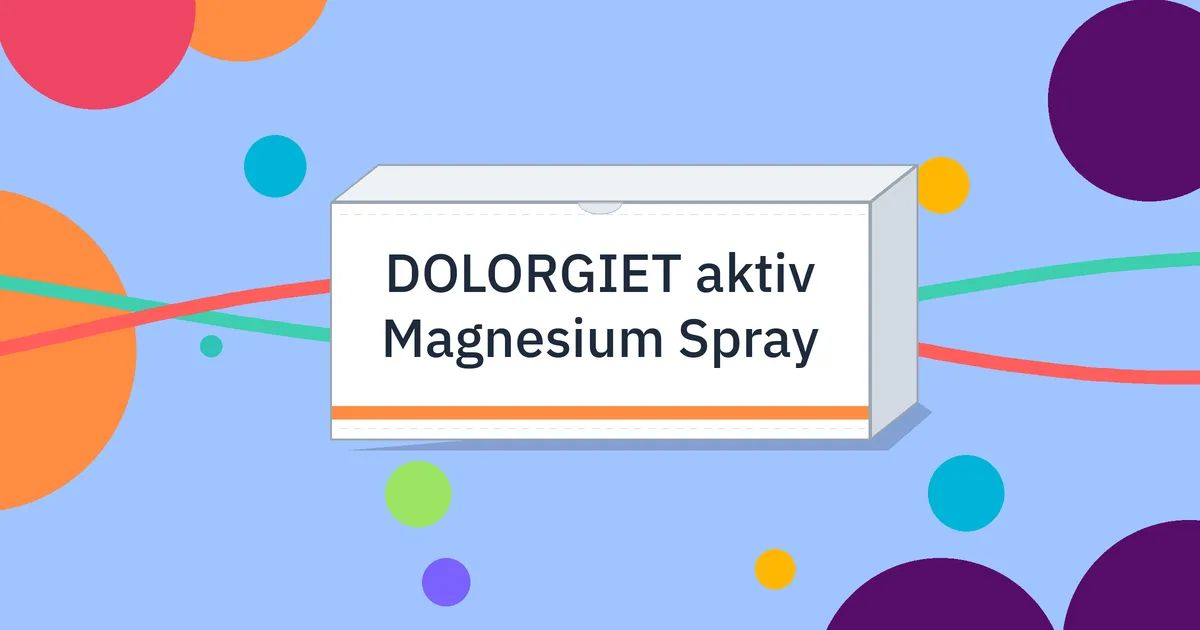 Symbolbild: Packung mit der Aufschrift DOLORGIET aktiv Magnesium Spray (PZN 11090615) – Verfügbarkeit und Bezug in Apotheken in Frankfurt am Main