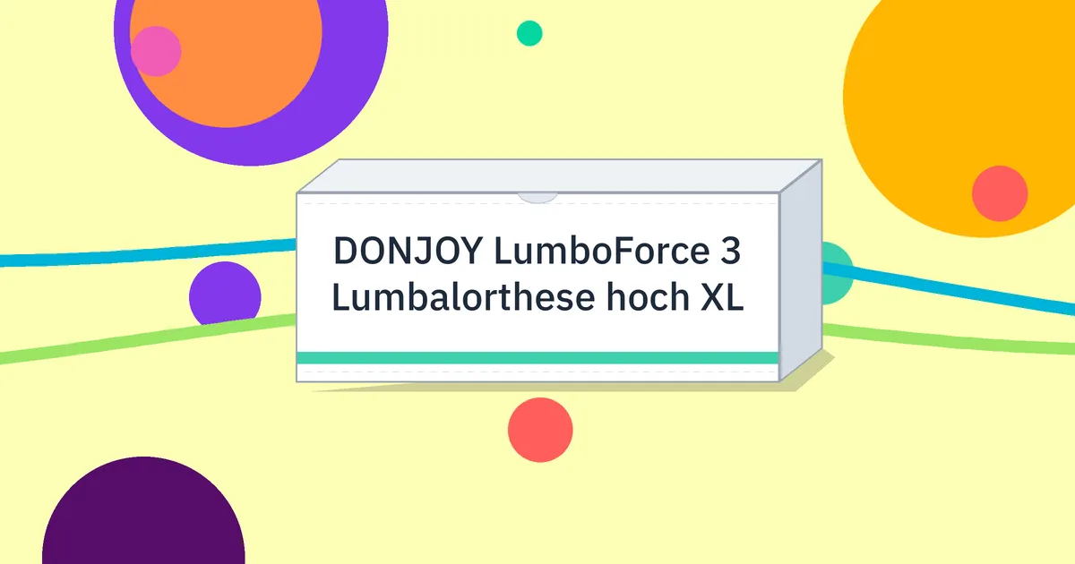 Symbolbild: Packung mit der Aufschrift DONJOY LumboForce 3 Lumbalorthese hoch XL (PZN 19378014) – Verfügbarkeit und Bezug in Apotheken in Frankfurt am Main