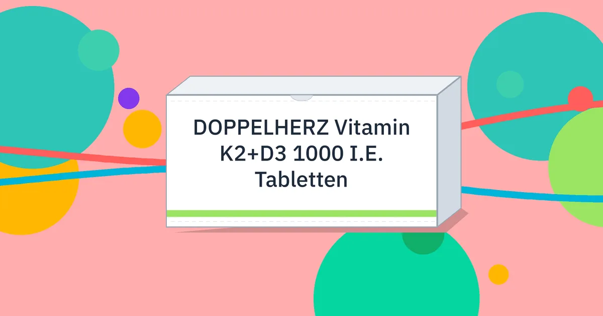 Symbolbild: Packung mit der Aufschrift DOPPELHERZ Vitamin K2+D3 1000 I.E. Tabletten (PZN 18029501) – Verfügbarkeit und Bezug in Apotheken in Frankfurt am Main