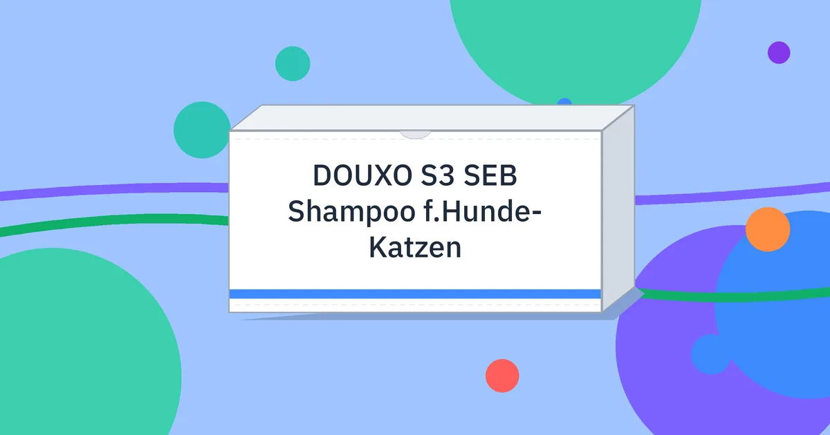 Symbolbild: Packung mit der Aufschrift DOUXO S3 SEB Shampoo f.Hunde-Katzen (PZN 17826336) – Verfügbarkeit und Bezug in Apotheken in Frankfurt am Main