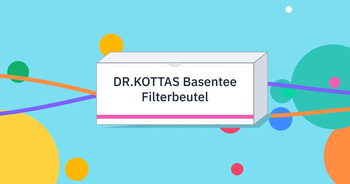Symbolbild: Packung mit der Aufschrift DR.KOTTAS Basentee Filterbeutel (PZN 09919638) – Verfügbarkeit und Bezug in Apotheken in Frankfurt am Main