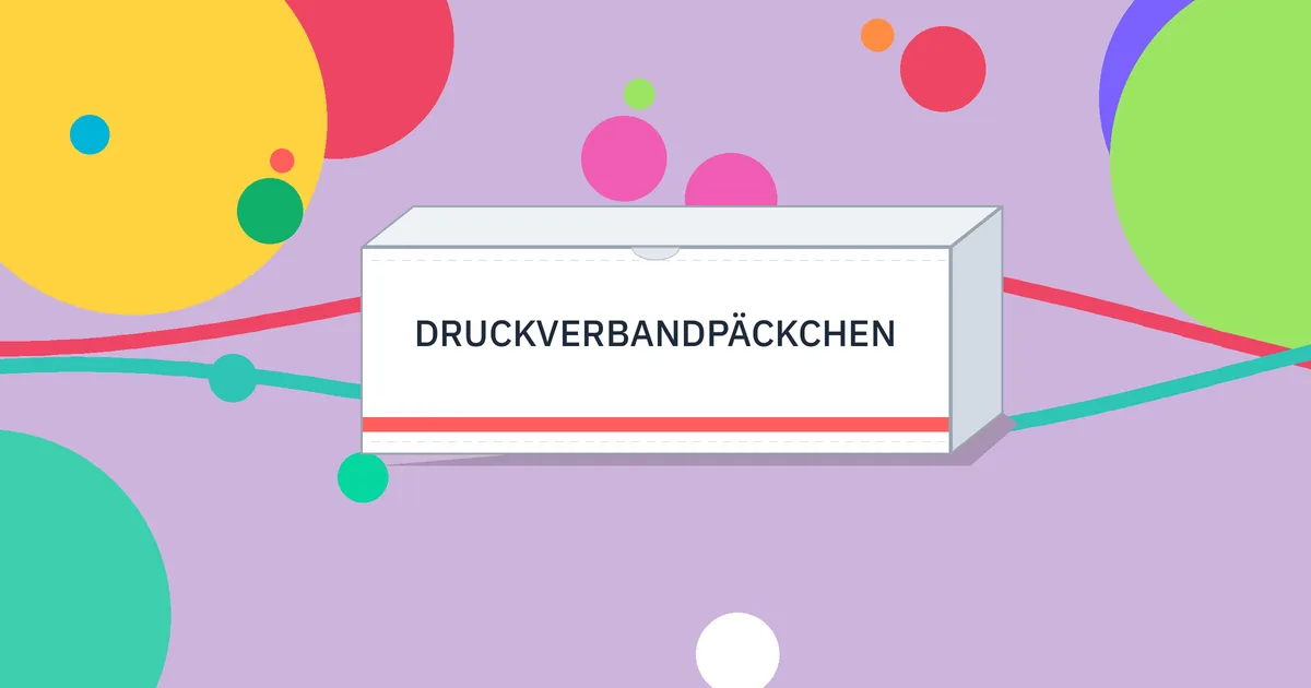 Symbolbild: Packung mit der Aufschrift DRUCKVERBANDPÄCKCHEN (PZN 03147548) – Verfügbarkeit und Bezug in Apotheken in Frankfurt am Main