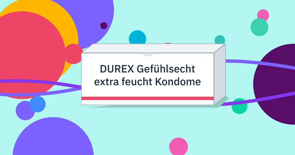 Symbolbild: Packung mit der Aufschrift DUREX Gefühlsecht extra feucht Kondome (PZN 18304120) – Verfügbarkeit und Bezug in Apotheken in Frankfurt am Main