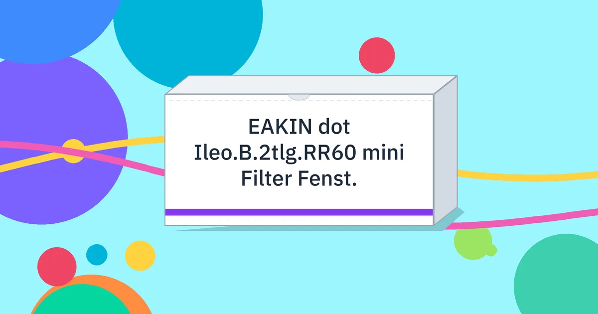 Symbolbild: Packung mit der Aufschrift EAKIN dot Ileo.B.2tlg.RR60 mini Filter Fenst. (PZN 11870336) – Verfügbarkeit und Bezug in Apotheken in Frankfurt am Main