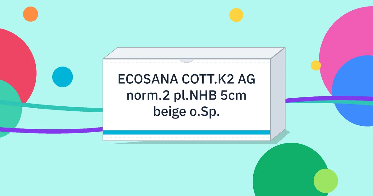 Symbolbild: Packung mit der Aufschrift ECOSANA COTT.K2 AG norm.2 pl.NHB 5cm beige o.Sp. (PZN 16949048) – Verfügbarkeit und Bezug in Apotheken in Frankfurt am Main