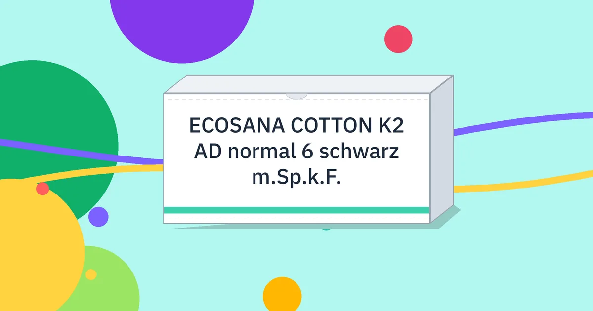 Symbolbild: Packung mit der Aufschrift ECOSANA COTTON K2 AD normal 6 schwarz m.Sp.k.F. (PZN 16948184) – Verfügbarkeit und Bezug in Apotheken in Frankfurt am Main