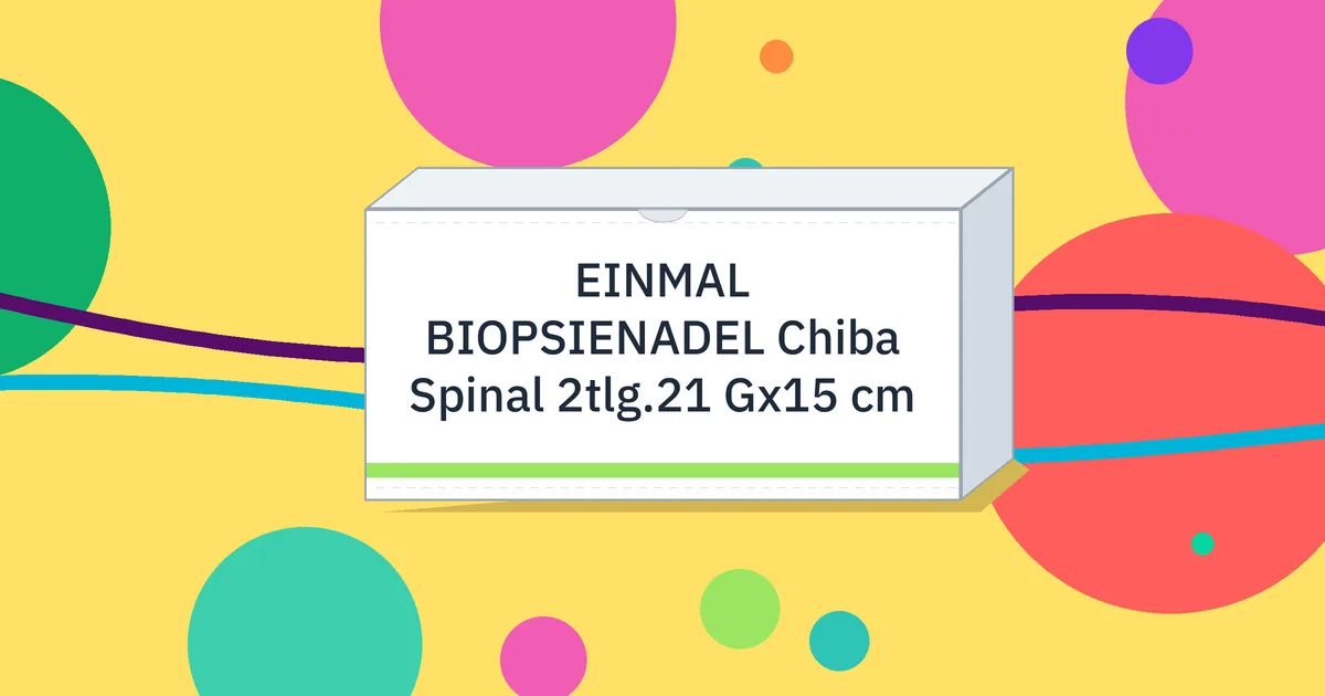 Symbolbild: Packung mit der Aufschrift EINMAL BIOPSIENADEL Chiba Spinal 2tlg.21 Gx15 cm (PZN 09101725) – Verfügbarkeit und Bezug in Apotheken in Frankfurt am Main