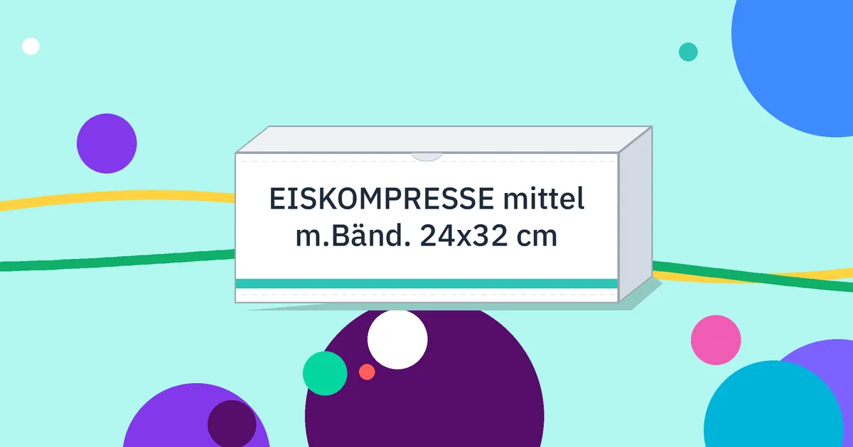 Symbolbild: Packung mit der Aufschrift EISKOMPRESSE mittel m.Bänd. 24x32 cm (PZN 02438723) – Verfügbarkeit und Bezug in Apotheken in Frankfurt am Main