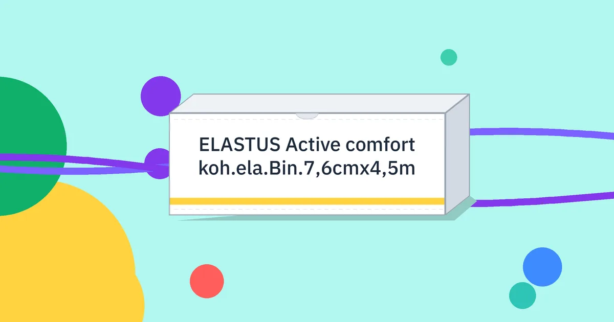 Symbolbild: Packung mit der Aufschrift ELASTUS Active comfort koh.ela.Bin.7,6cmx4,5m (PZN 18018986) – Verfügbarkeit und Bezug in Apotheken in Frankfurt am Main